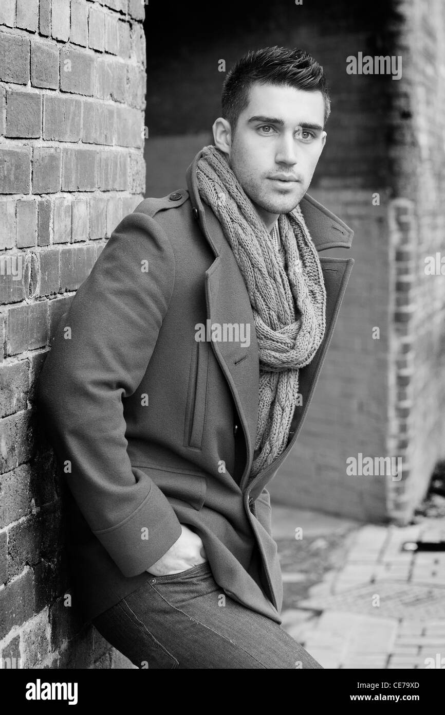 Male model striking a pose in an urban setting, in Leeds, West ...