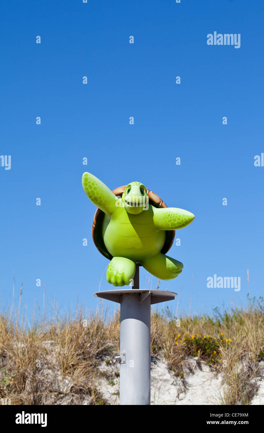Sea Turtle Character on Beach Shower - Clearwater Beach Florida Stock ...