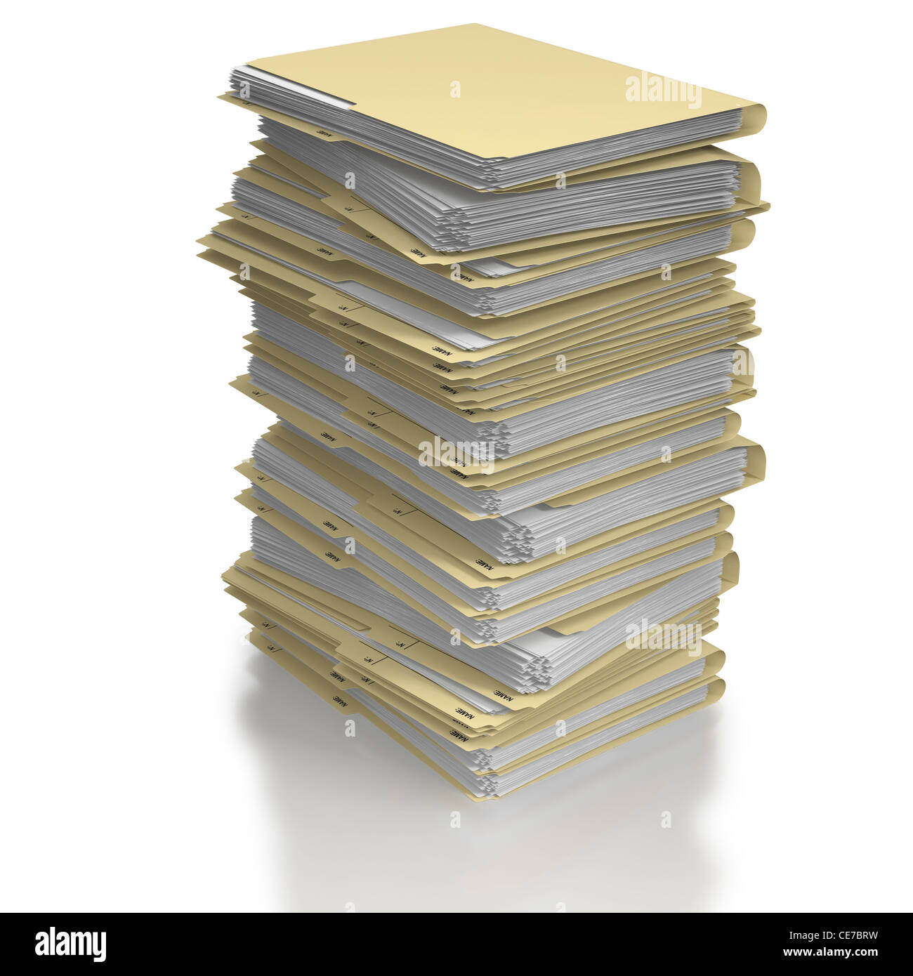 Stack of manila office folders or files on white background Stock Photo ...