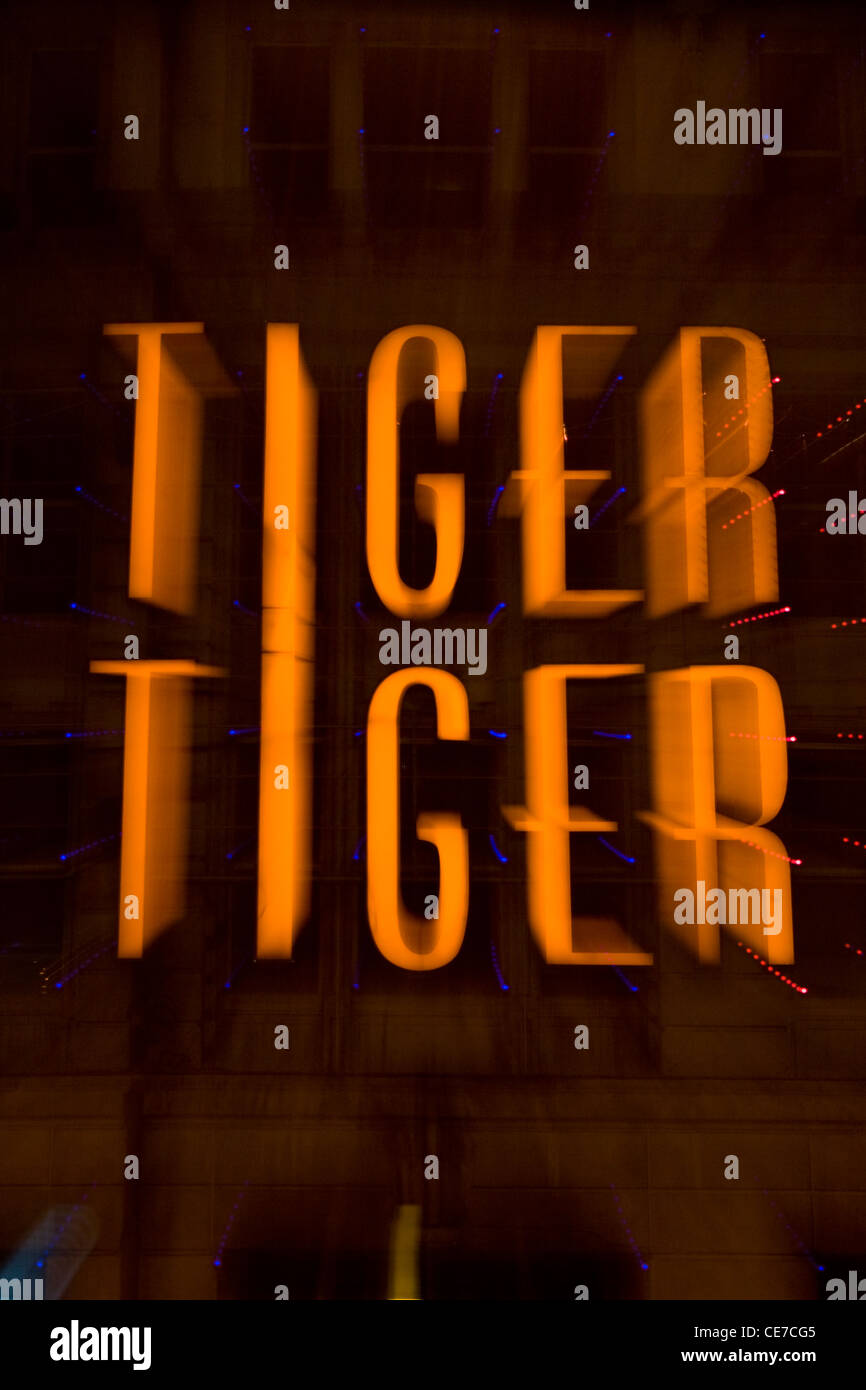 Tiger Tiger Bar Restaurant sign on the side of The Printworks ...