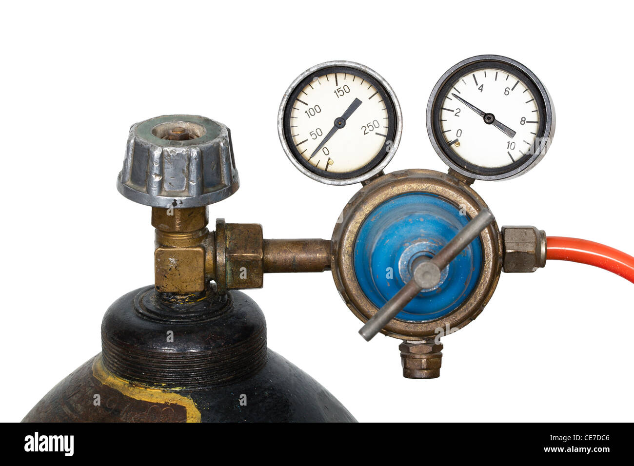 Gas pressure regulator with manometer, isolated on white background ...