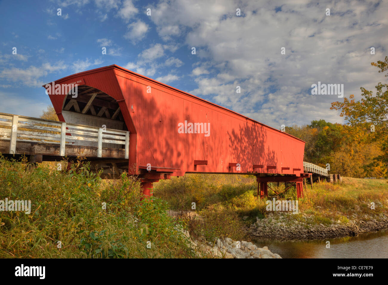 IA, Madison County, Roseman Covered Bridge, built in 1883, spans Middle ...