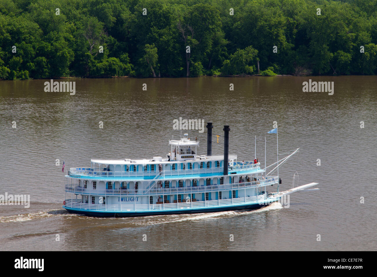 IA, Dubuque, Riverboat Twilight, on Mississippi River Stock Photo - Alamy
