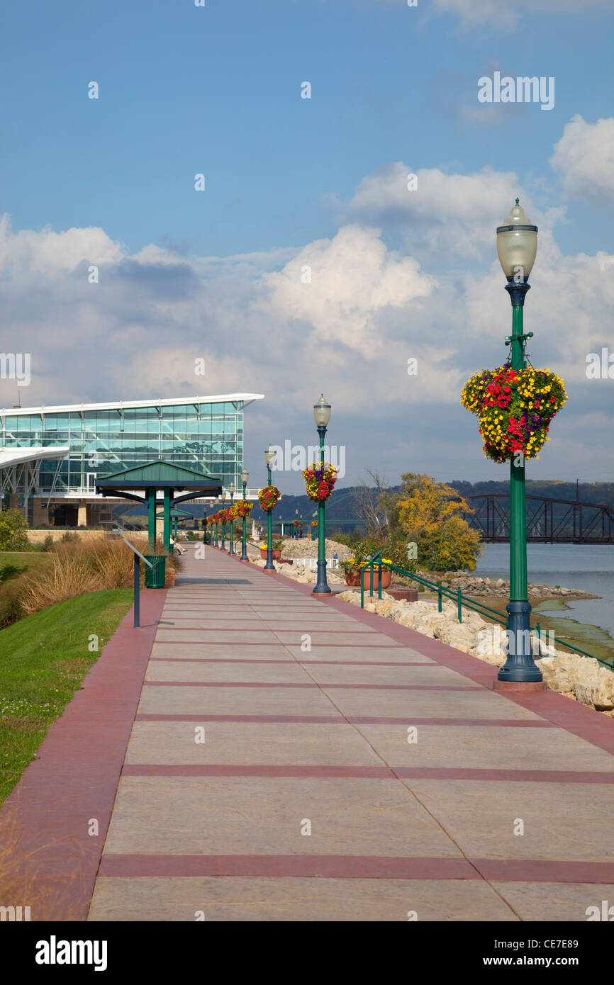 IA, Dubuque, River Walk, Grand River Center, on the Mississippi River ...