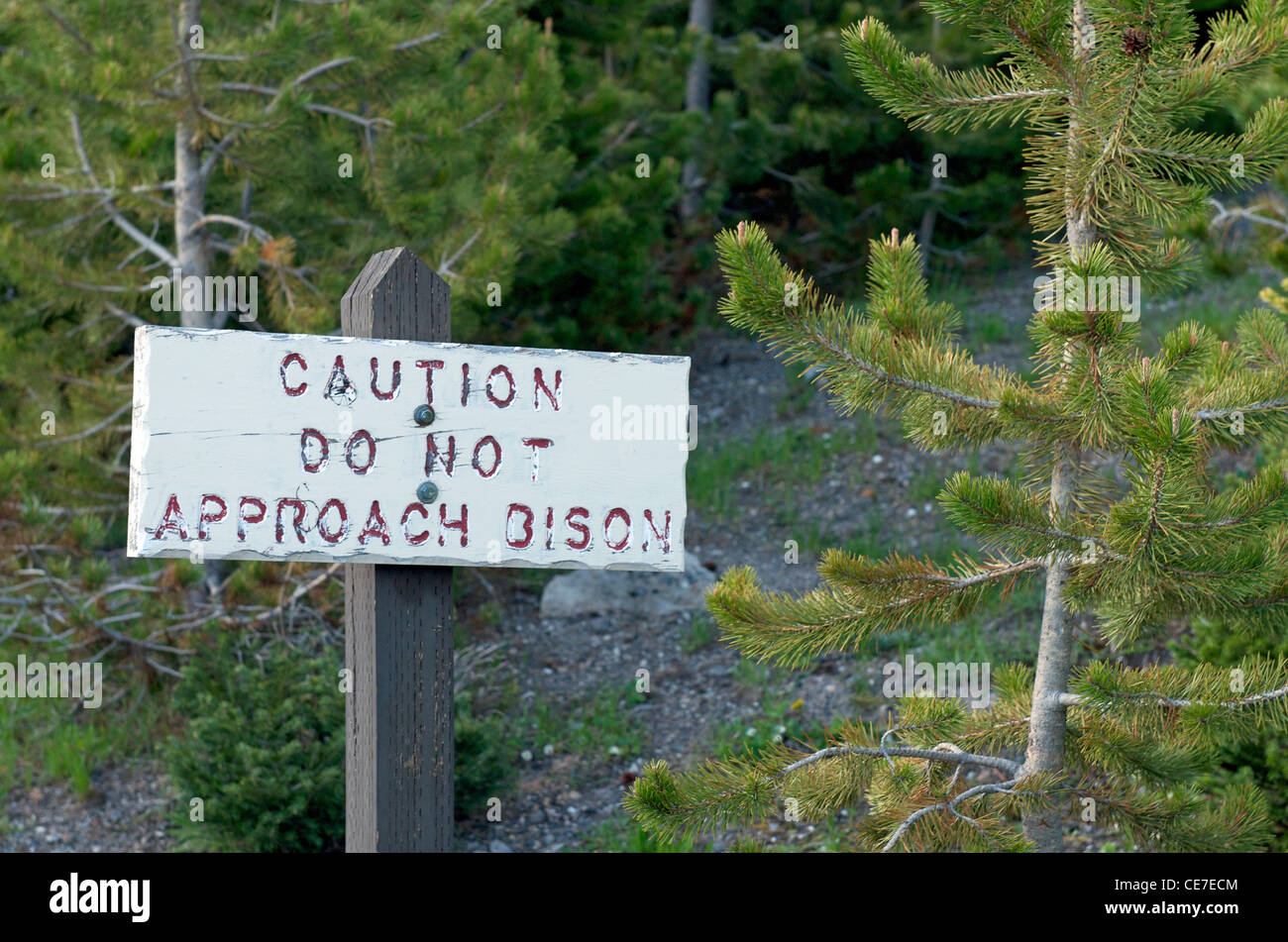 Caution sign yellowstone national park hi-res stock photography and ...