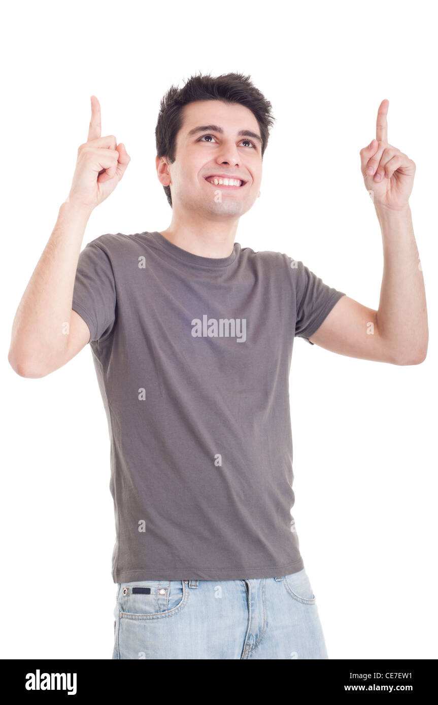 Man pointing up Stock Photo - Alamy