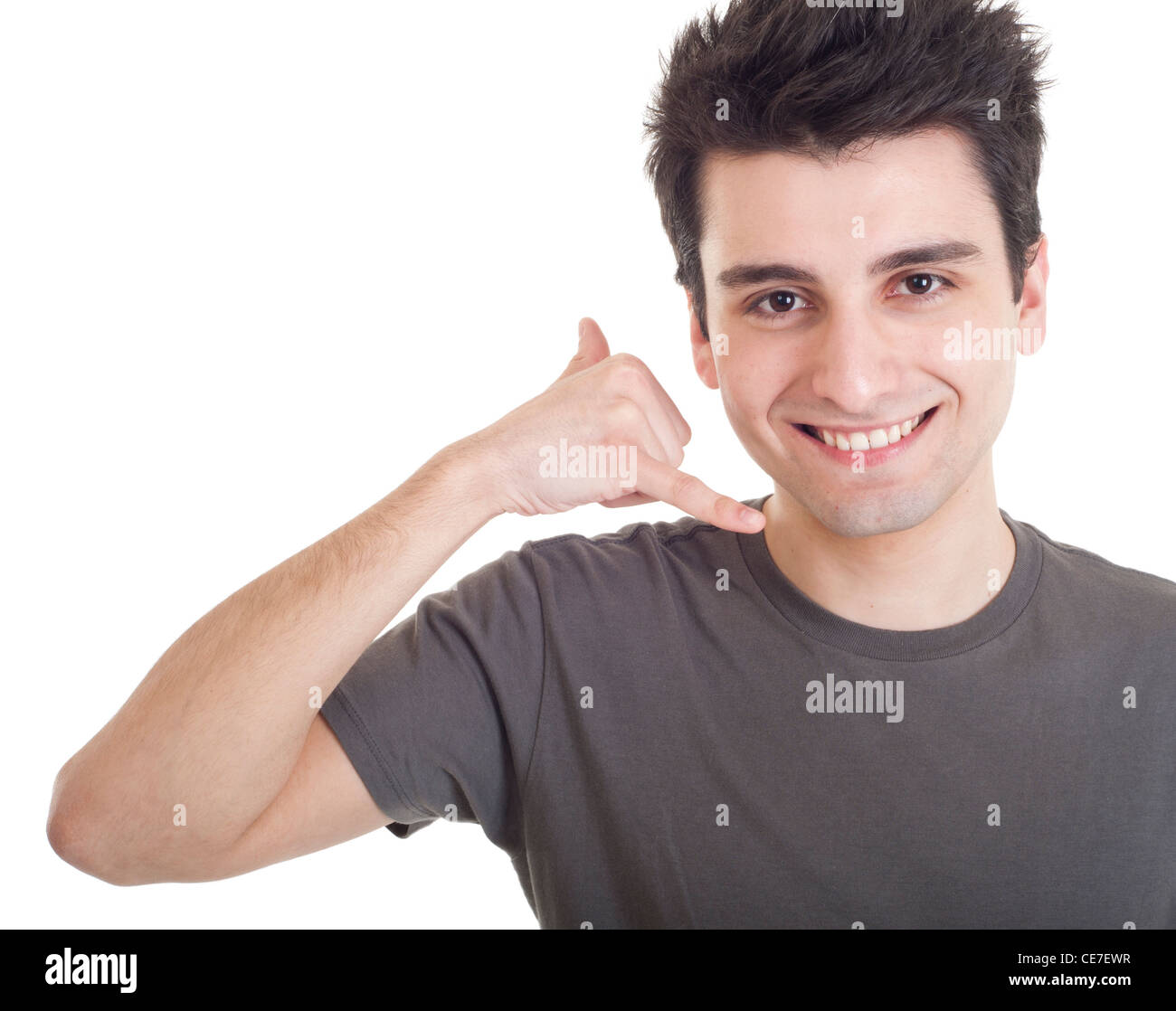 Man showing calling sign Stock Photo - Alamy