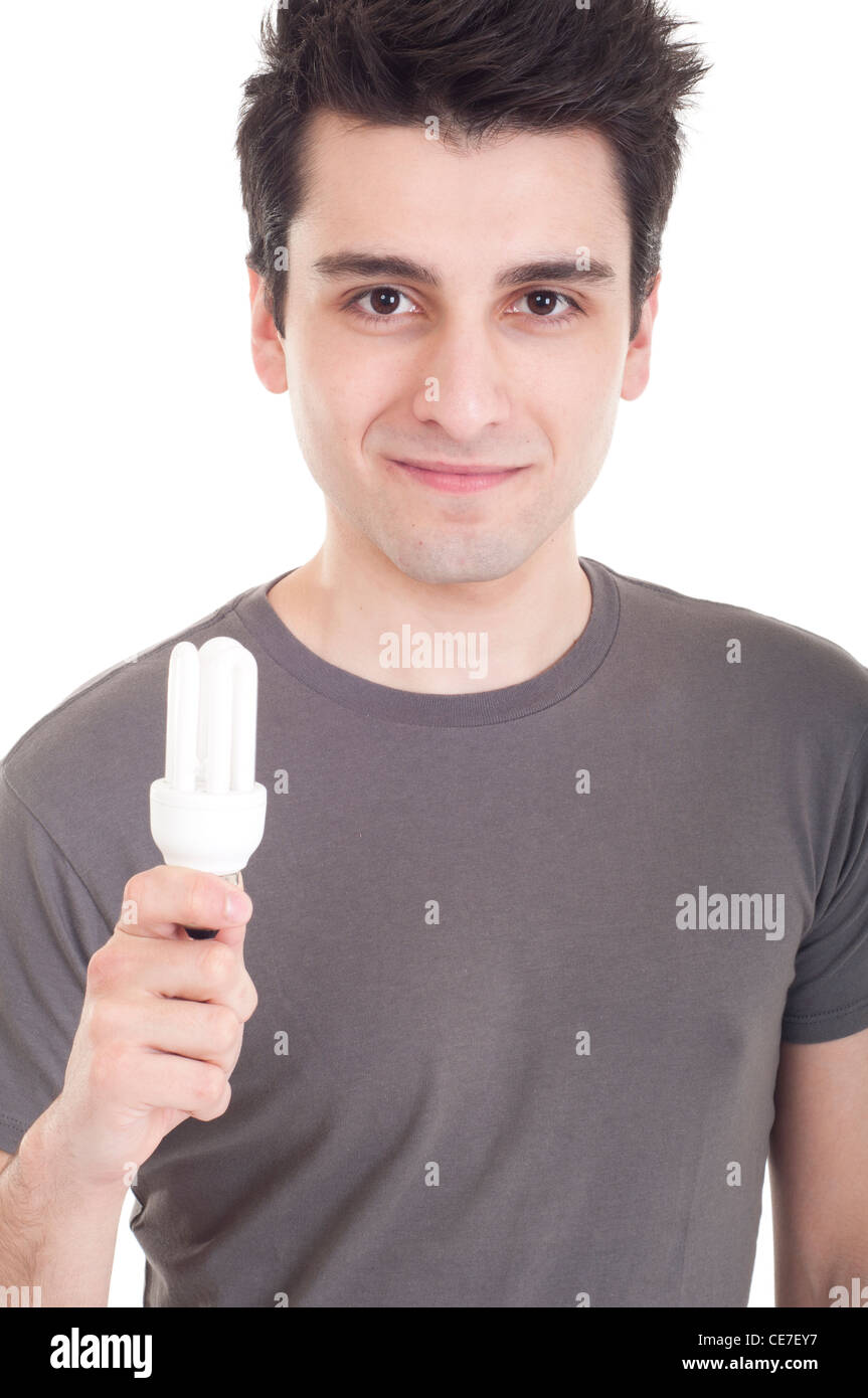 Man holding lightbulb Stock Photo - Alamy