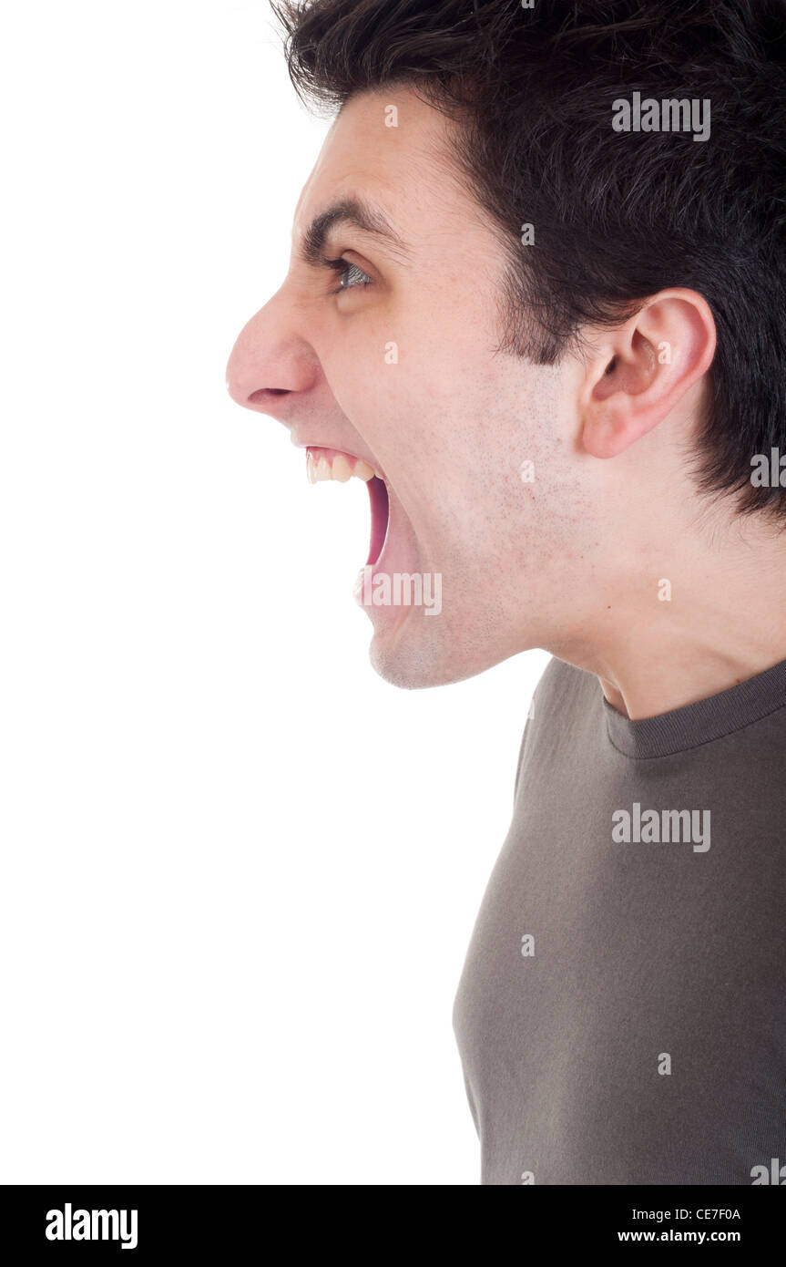 Man angry profile hi-res stock photography and images - Alamy
