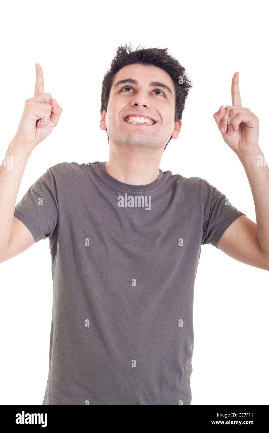 Man pointing up Stock Photo - Alamy