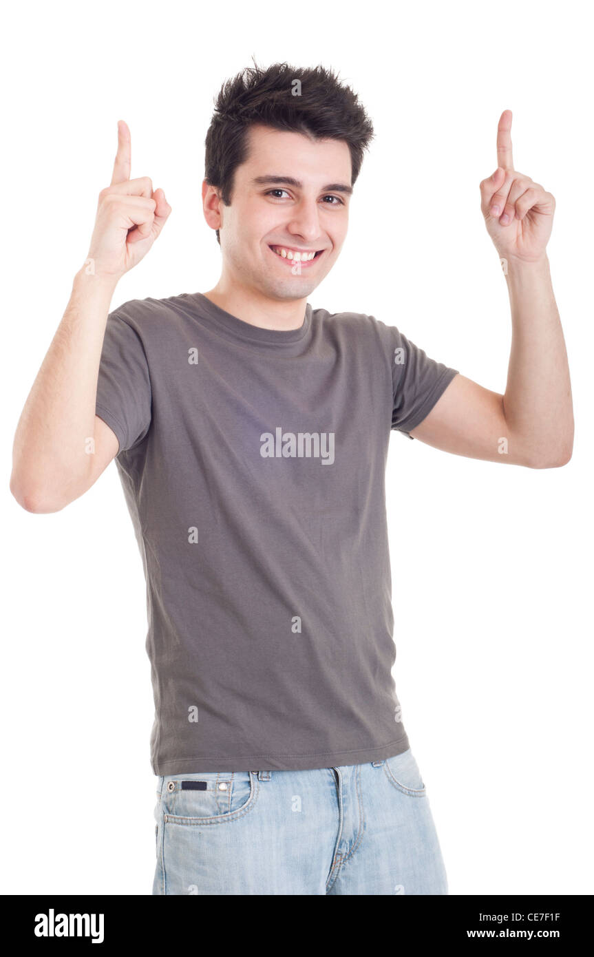 Man pointing up Stock Photo - Alamy