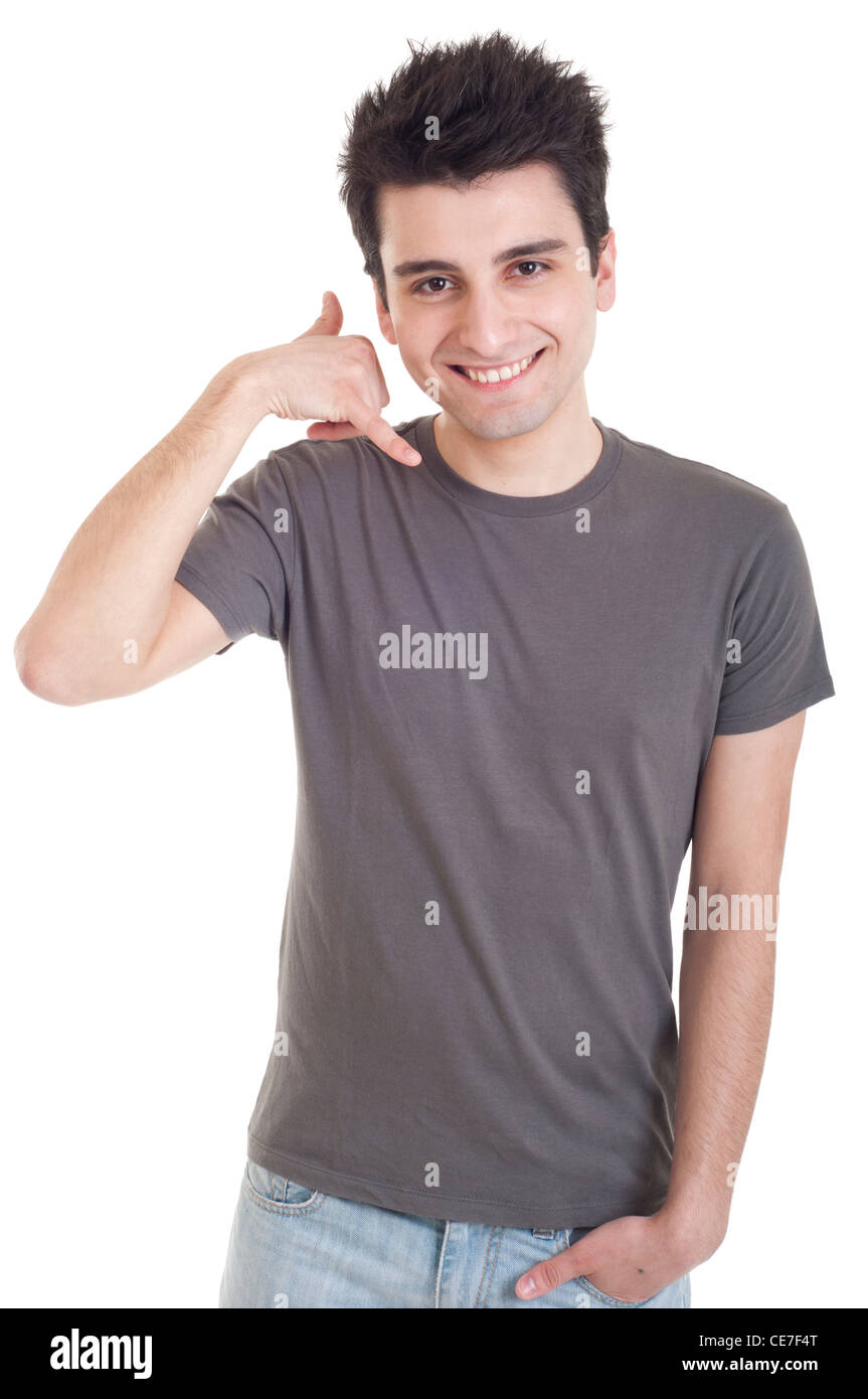 Man showing calling sign Stock Photo - Alamy