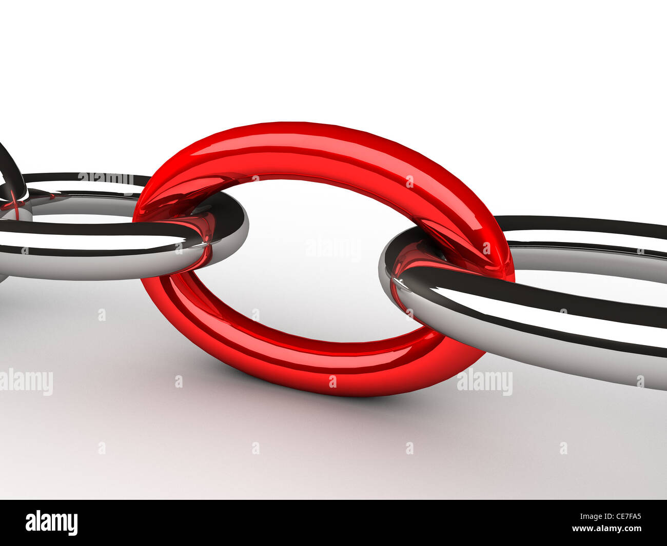 chain with outstanding red link Stock Photo - Alamy