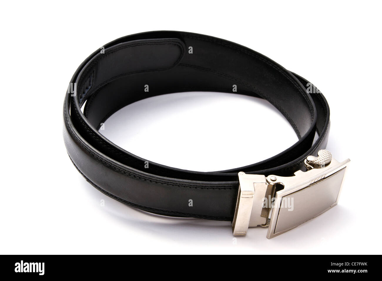 Leather belt closeup on white background Stock Photo - Alamy