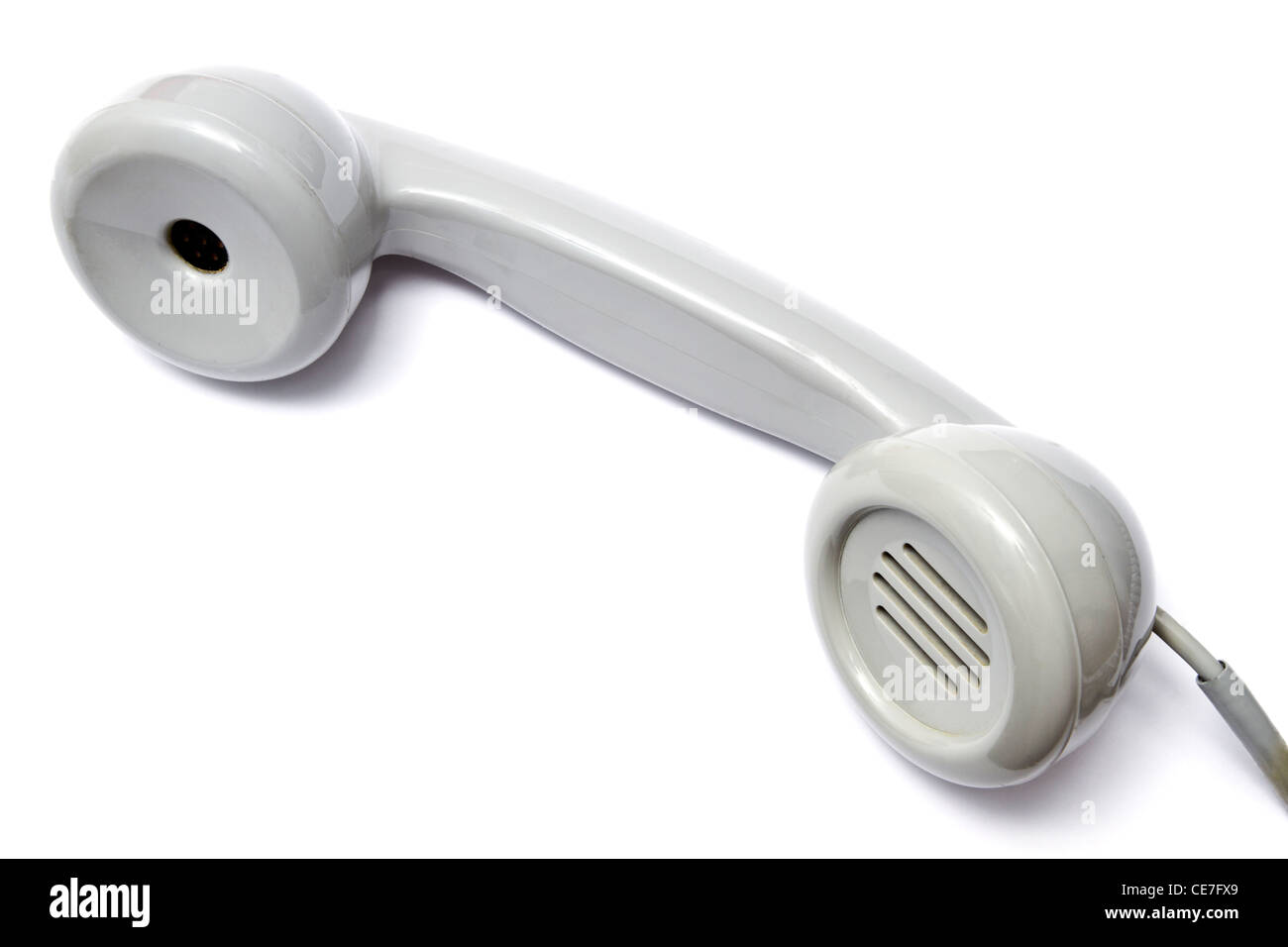 Old gray telephone receiver isolated on white background Stock Photo ...