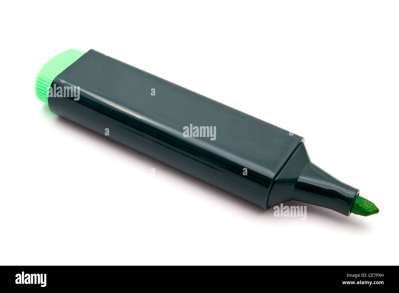 Green highlighter isolated on white background Stock Photo - Alamy