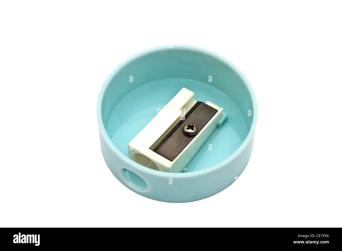 Blue pencil sharpener isolated on white background Stock Photo - Alamy