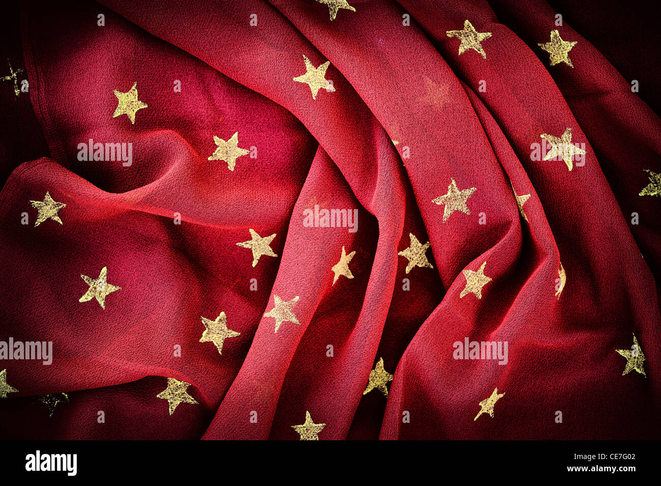Red Indian veil with gold stars abstract Stock Photo - Alamy