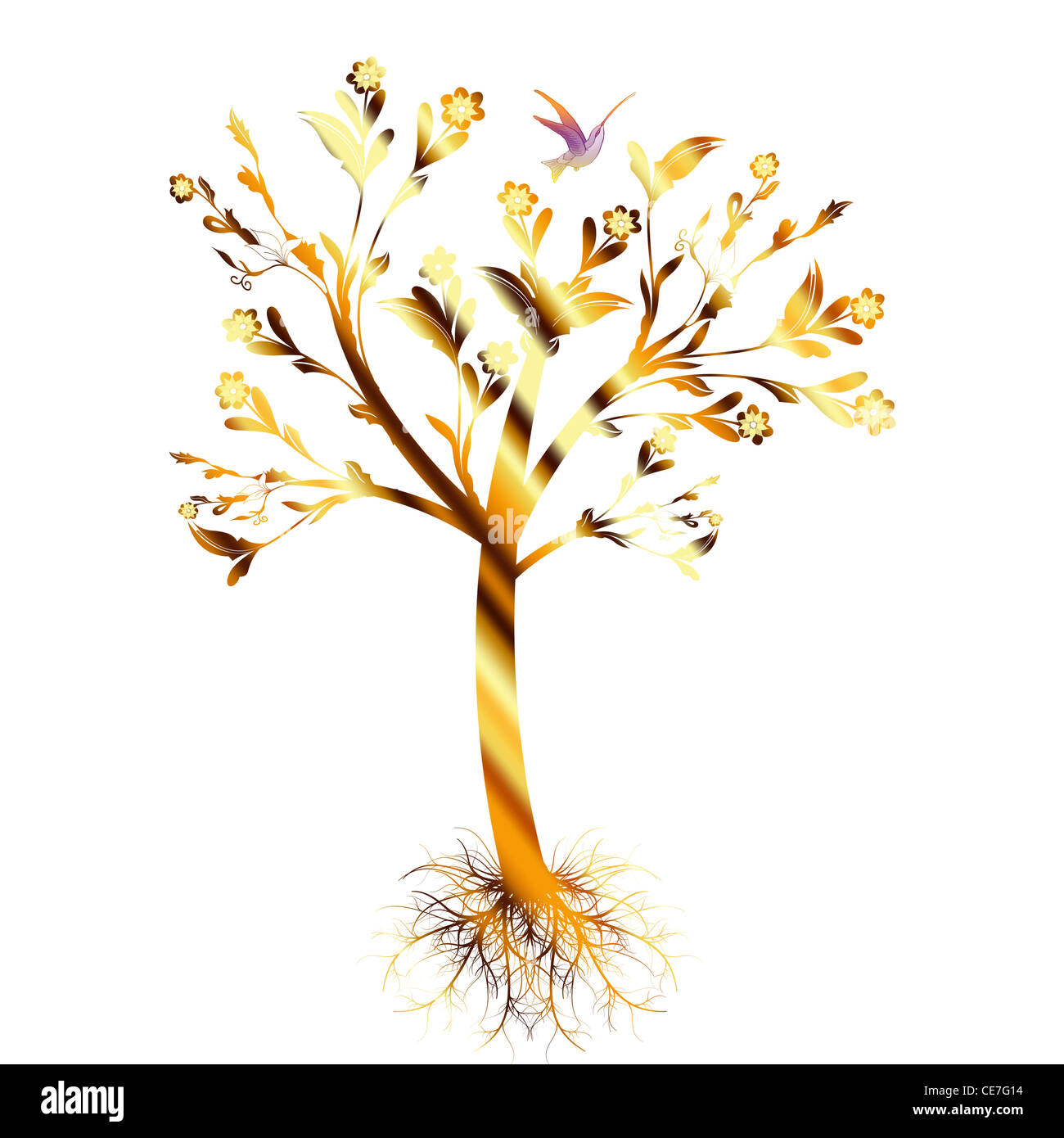 Colorful art tree with roots isolated on white background Stock Photo ...