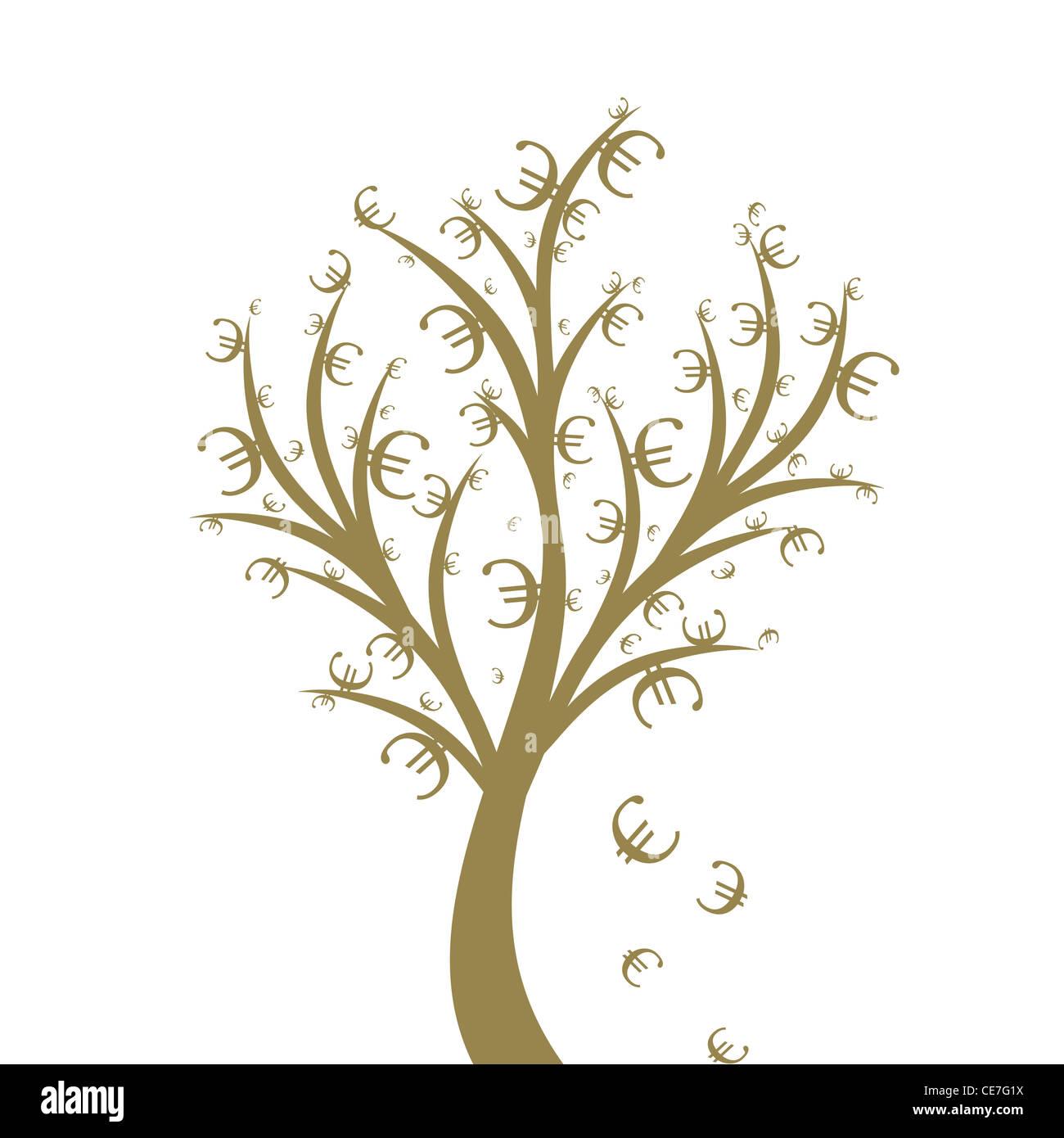 Abstract money tree with euro symbol isolated on white Stock Photo - Alamy