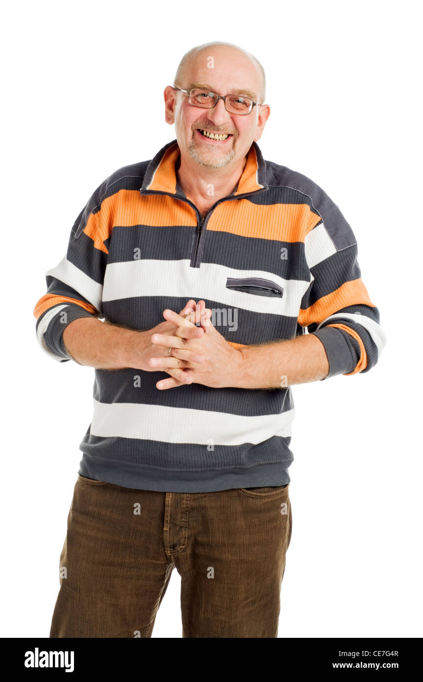 Tall mature man posing on white background Stock Photo - Alamy