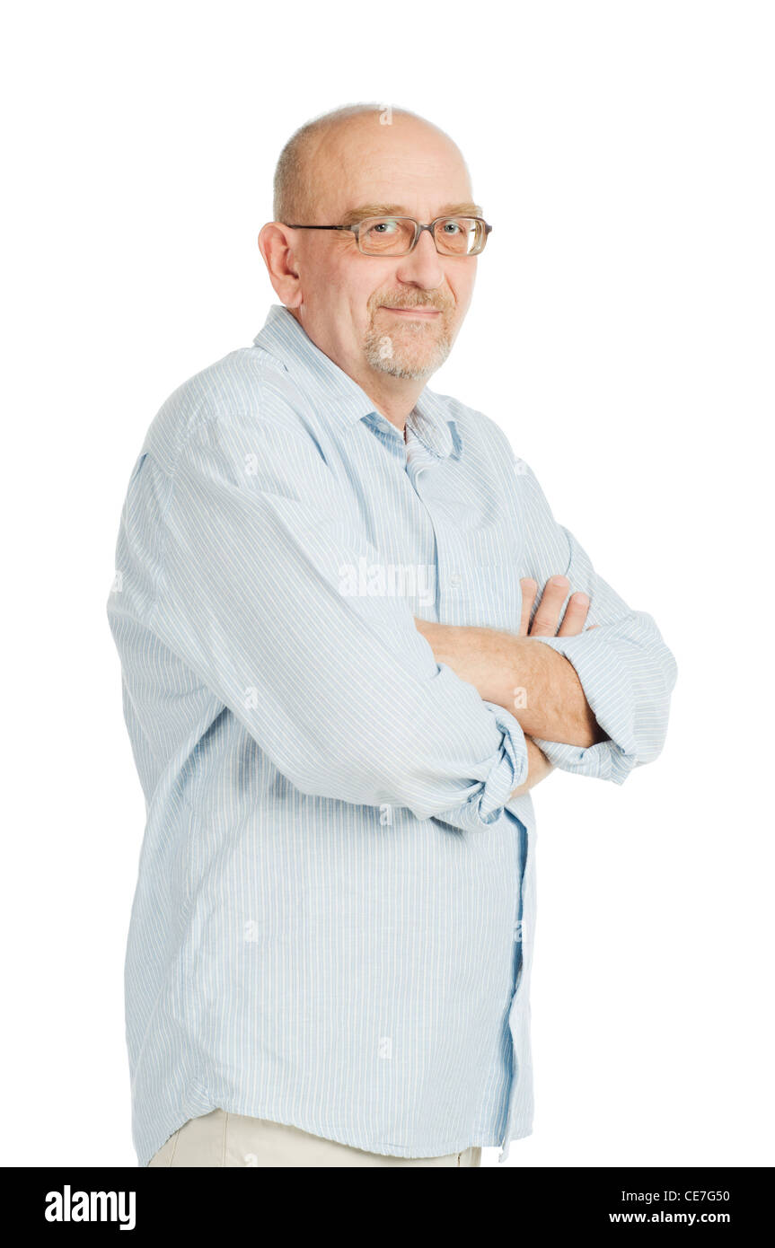 Tall mature man posing on white background Stock Photo - Alamy
