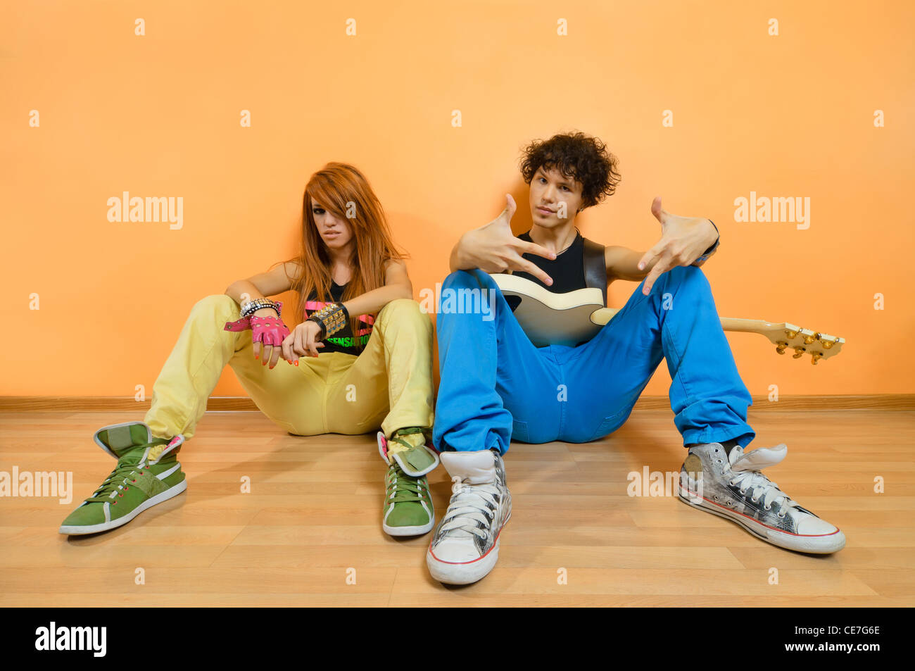 Two rock band members relaxing at the studio Stock Photo - Alamy