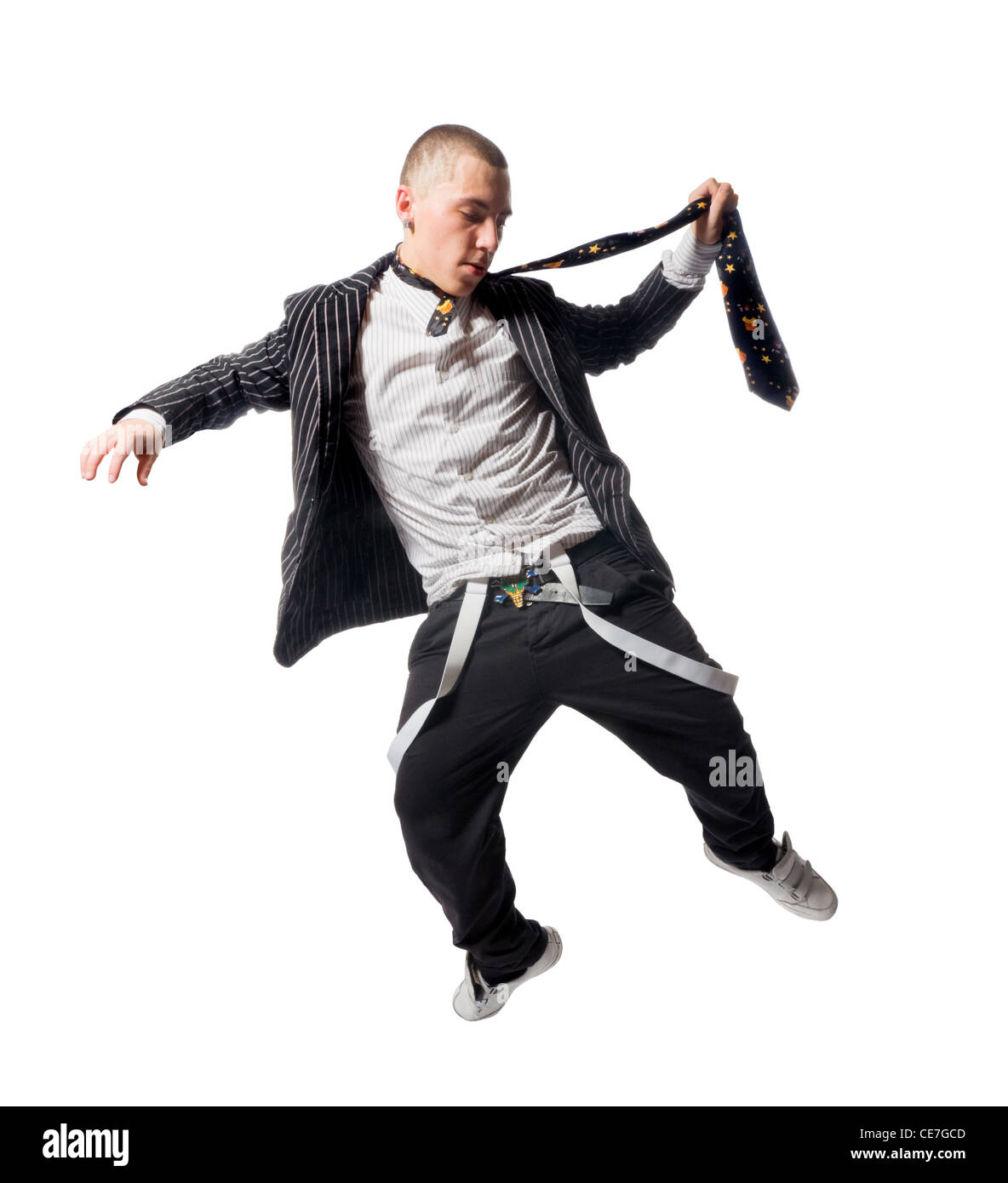 Cool young hip-hop dancer on white background Stock Photo - Alamy