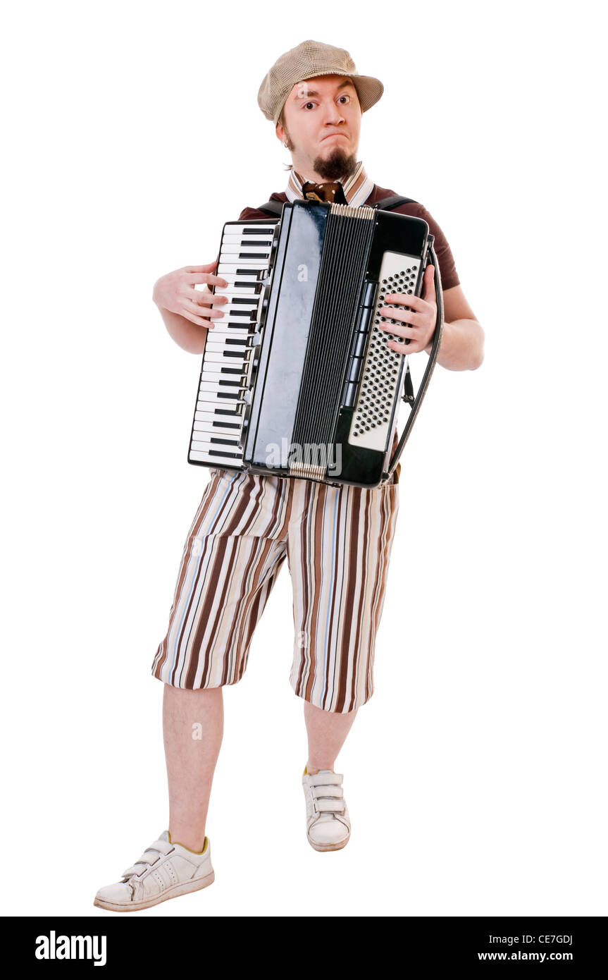 musician with accordion isolated on white background Stock Photo - Alamy