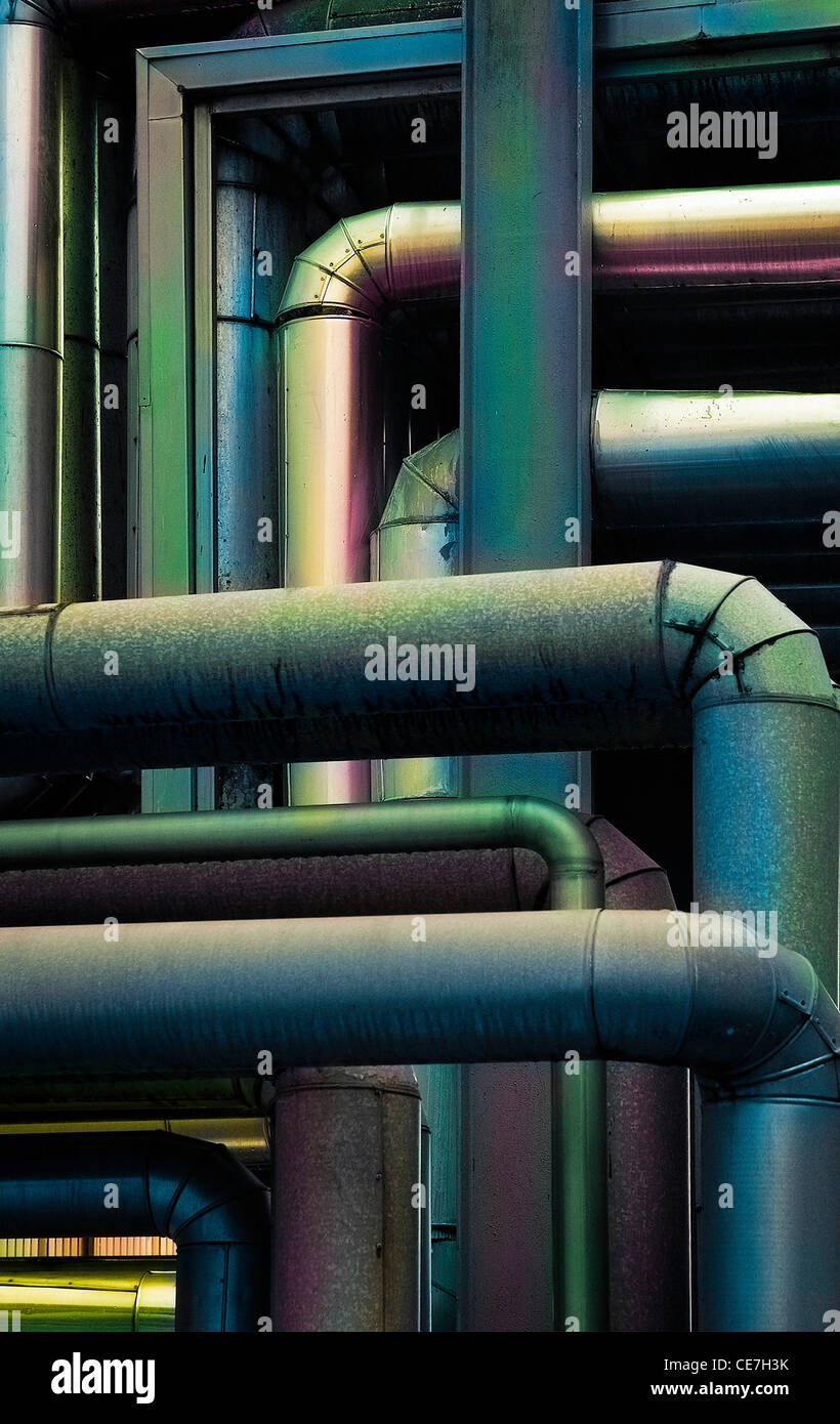 Multy Colored pipes on the plant Stock Photo - Alamy