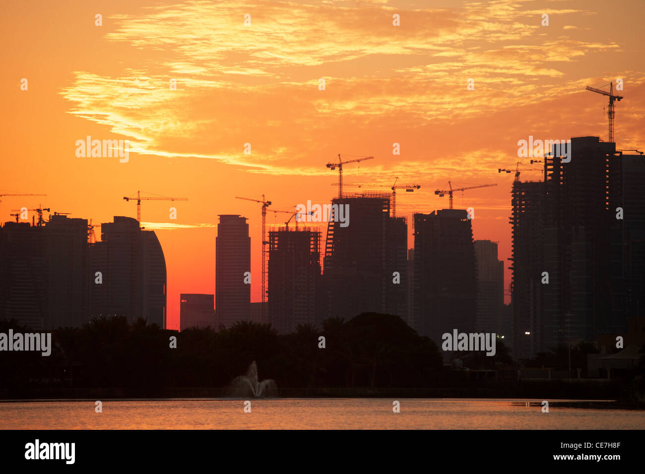 Construction during the building boom in Dubai Stock Photo - Alamy