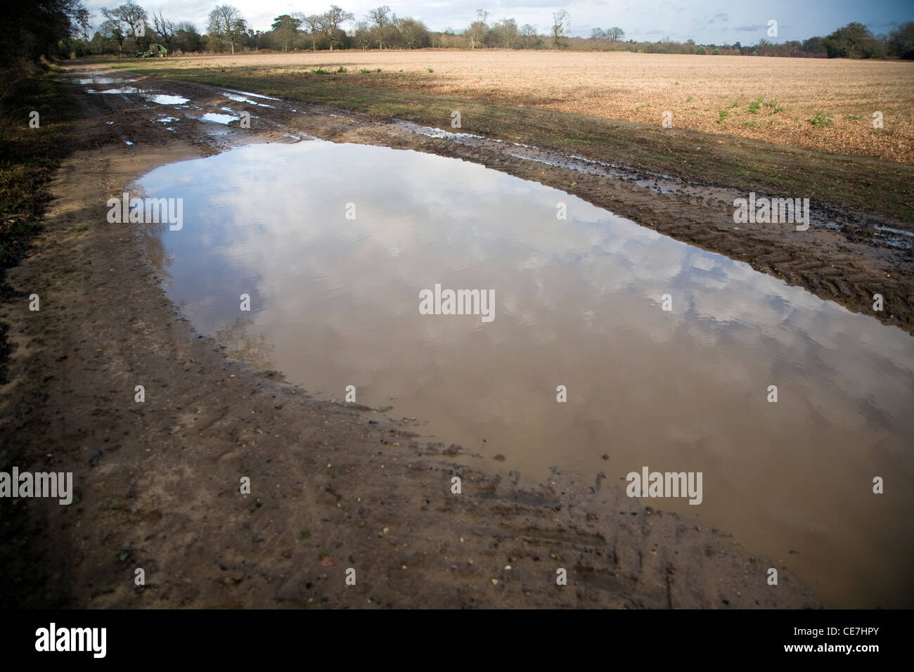 Sky reflection in large puddle Stock Photo - Alamy