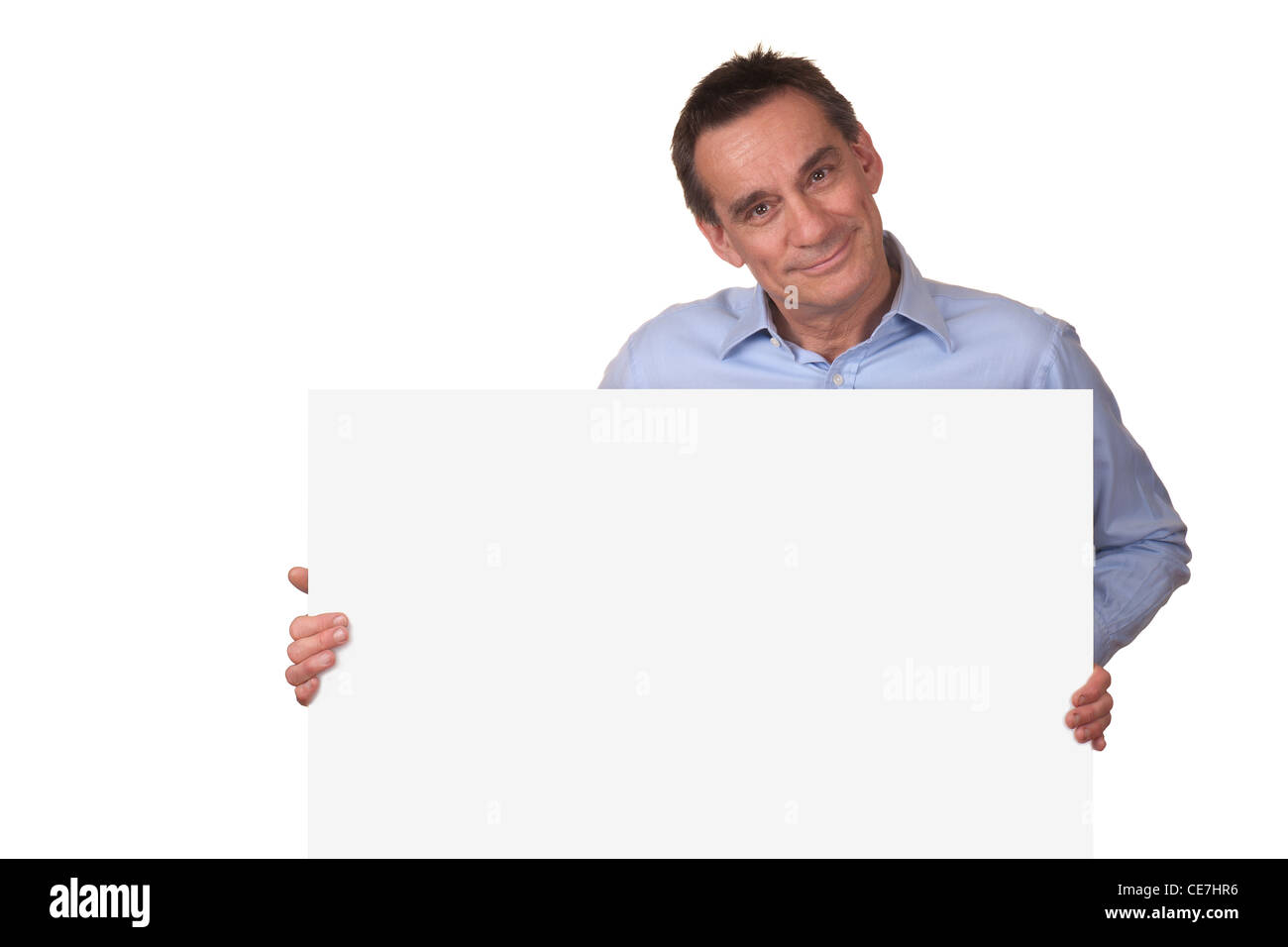 Attractive Man Holding Blank White Sign Stock Photo - Alamy