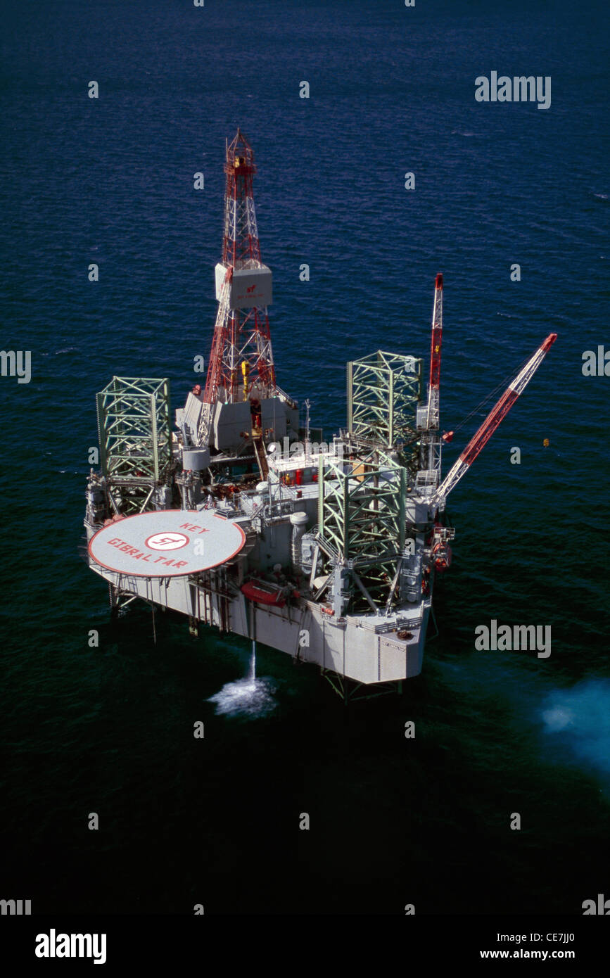 An offshore Santa Fe jackup oil rig drilling in the Red Sea, in ...