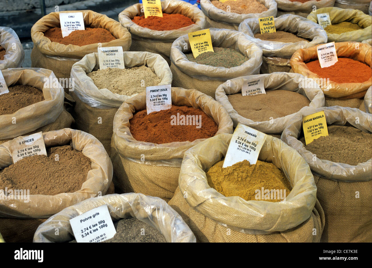 Market Stall Selling Herbs & Spices or Spice Stall Provencal Market or ...