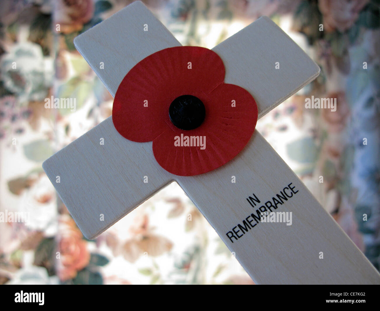 Memorial wooden cross poppy hi-res stock photography and images - Alamy
