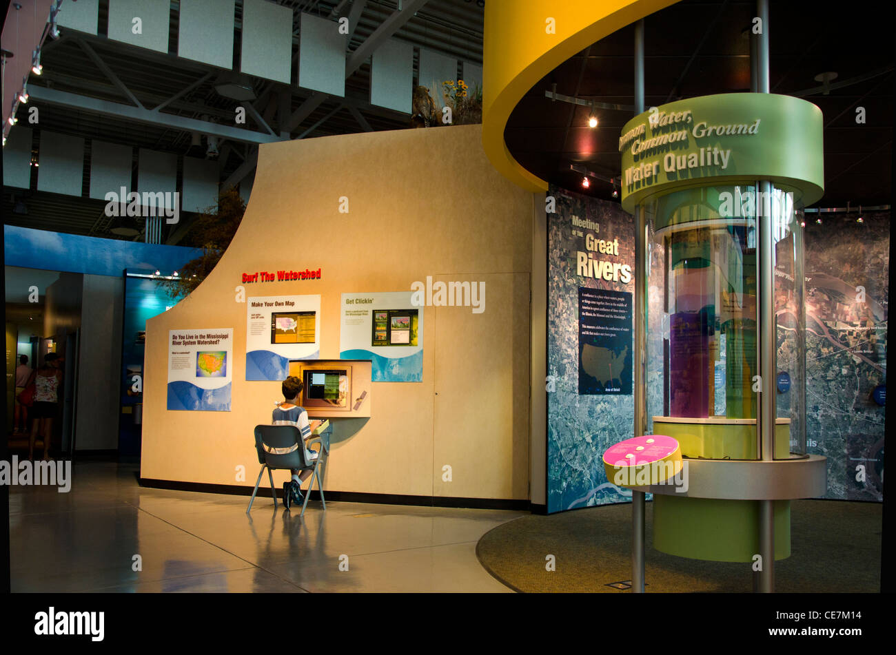 Boy watching exhibit in the National Great Rivers Museum in Alton ...