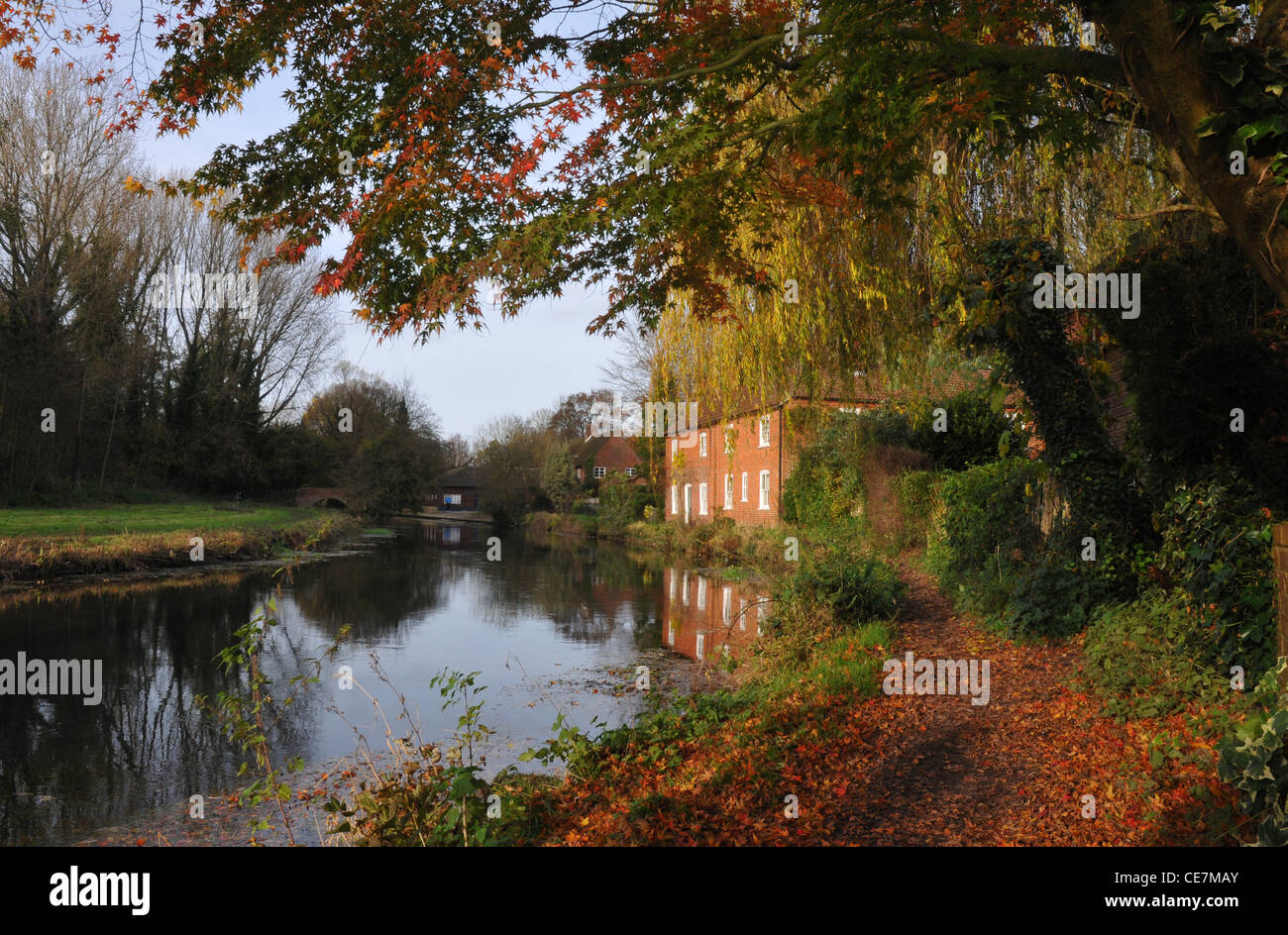 THE RIVER ITCHEN FLOWS THROUGH THE CITY OF WINCHESTER, HAMPSHIRE Stock ...