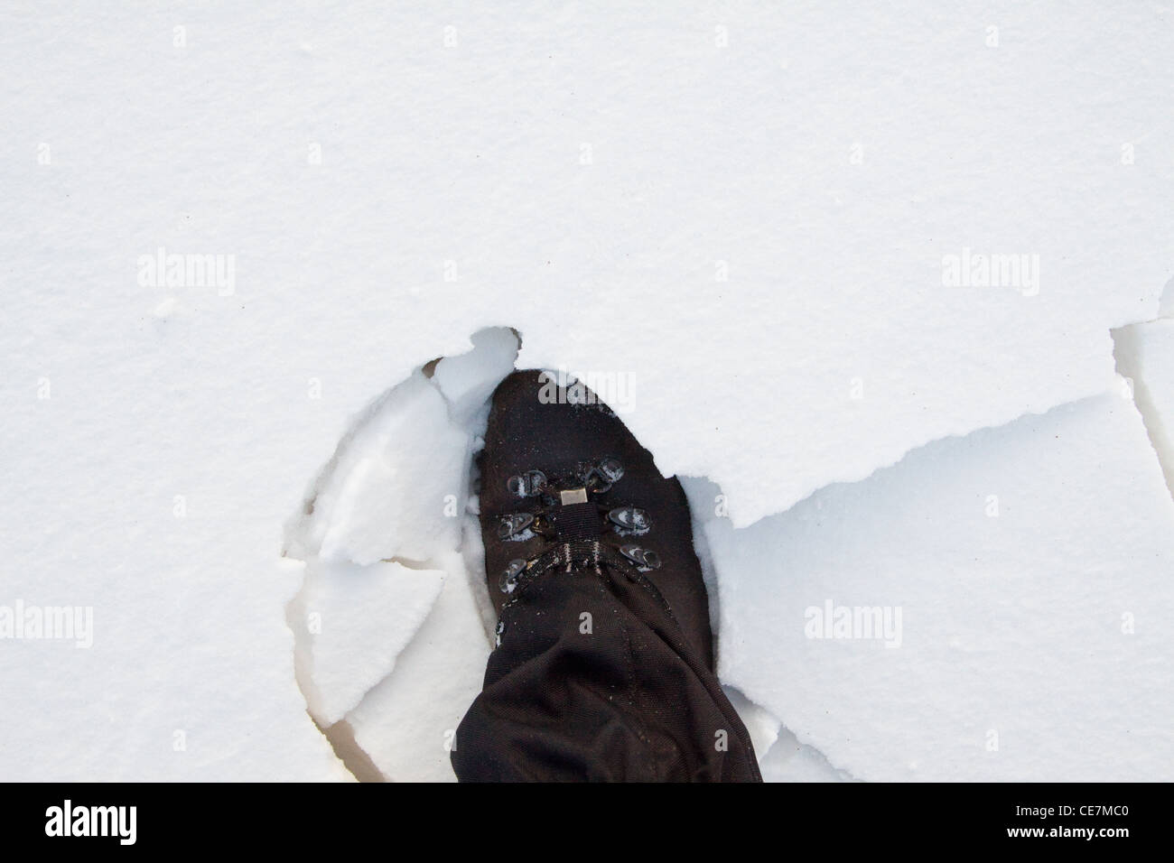 Shoes on white deep snow Stock Photo - Alamy
