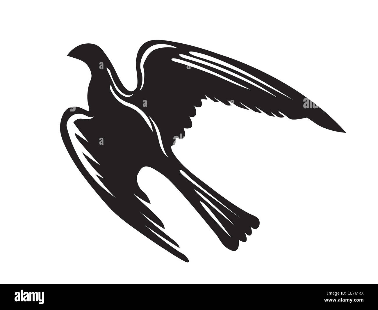 vector silhouette of the ravenous bird on white background Stock Photo ...