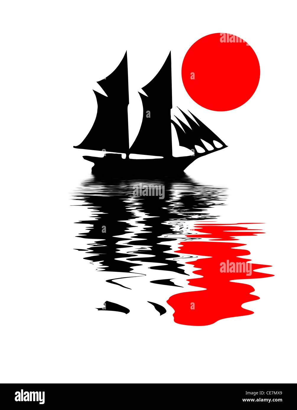 vector illustration of the old-time frigate on white background Stock ...