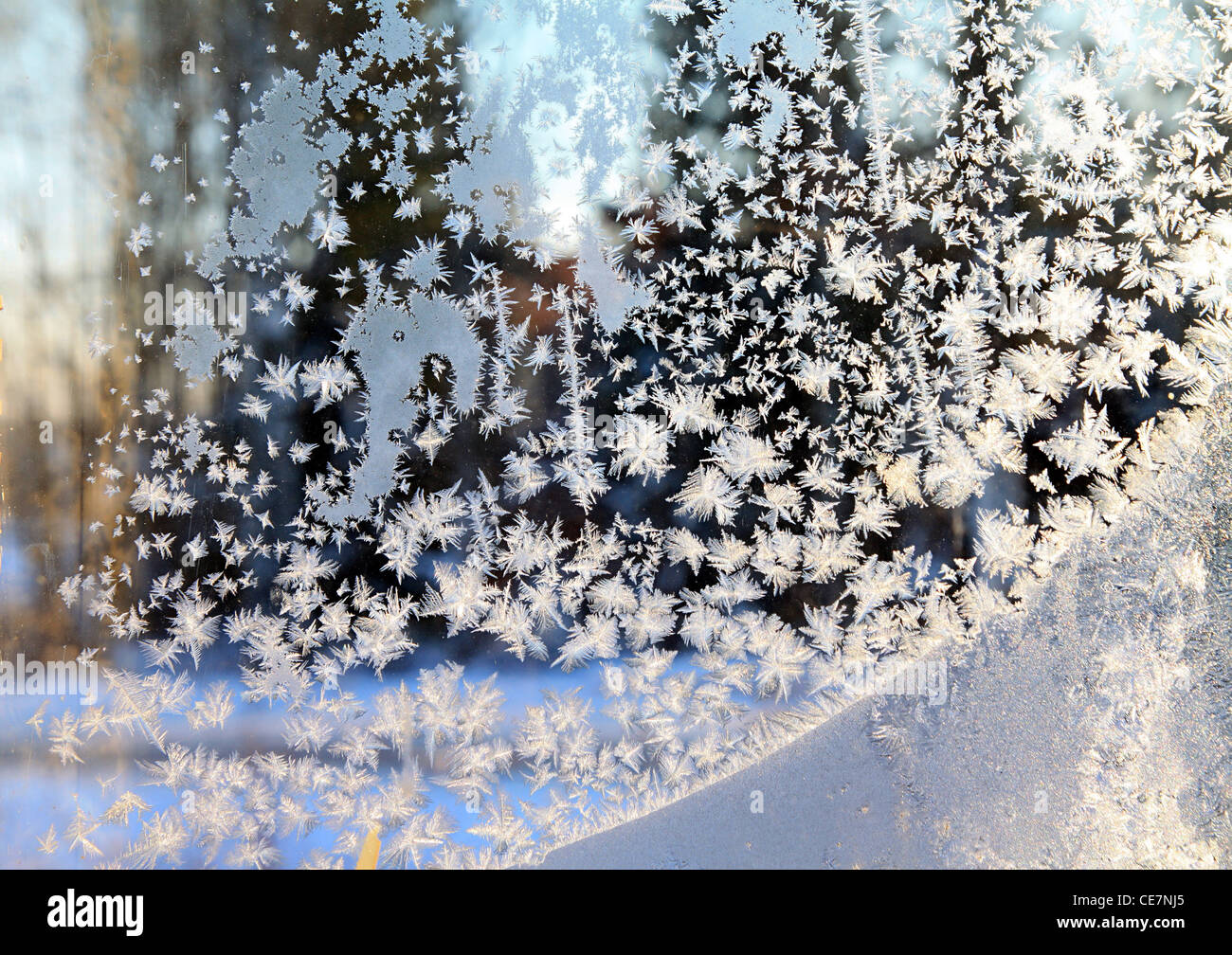 white crystals ice on winter window Stock Photo - Alamy