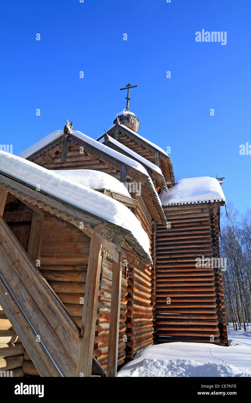 wooden chapel on blue background Stock Photo - Alamy