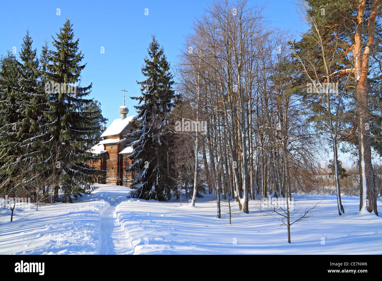 Chapel in the forest in winter hi-res stock photography and images - Alamy
