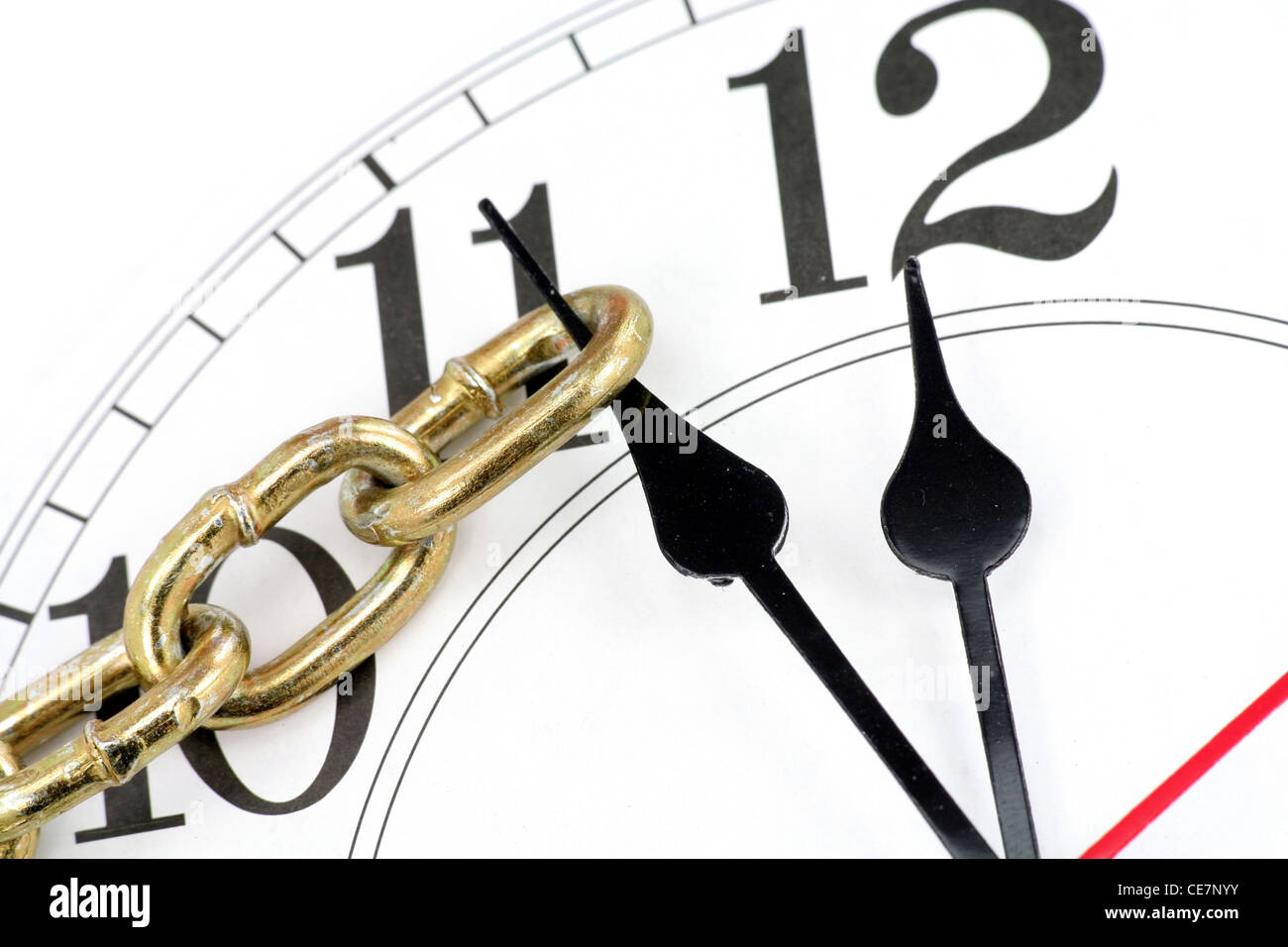 chain and clock with white background, concept of time control Stock ...