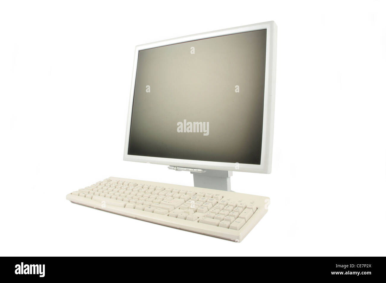 isolated computer lcd monitor and keyboard, concept of desktop computer ...