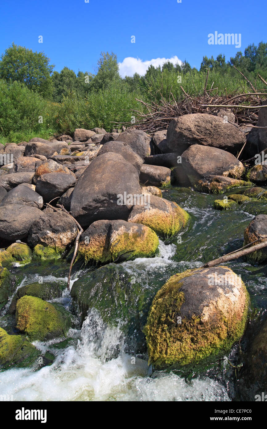quick river flow amongst stone Stock Photo - Alamy