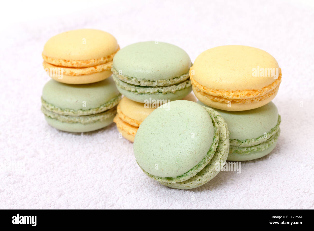 Colorful macaroons on white background Stock Photo - Alamy
