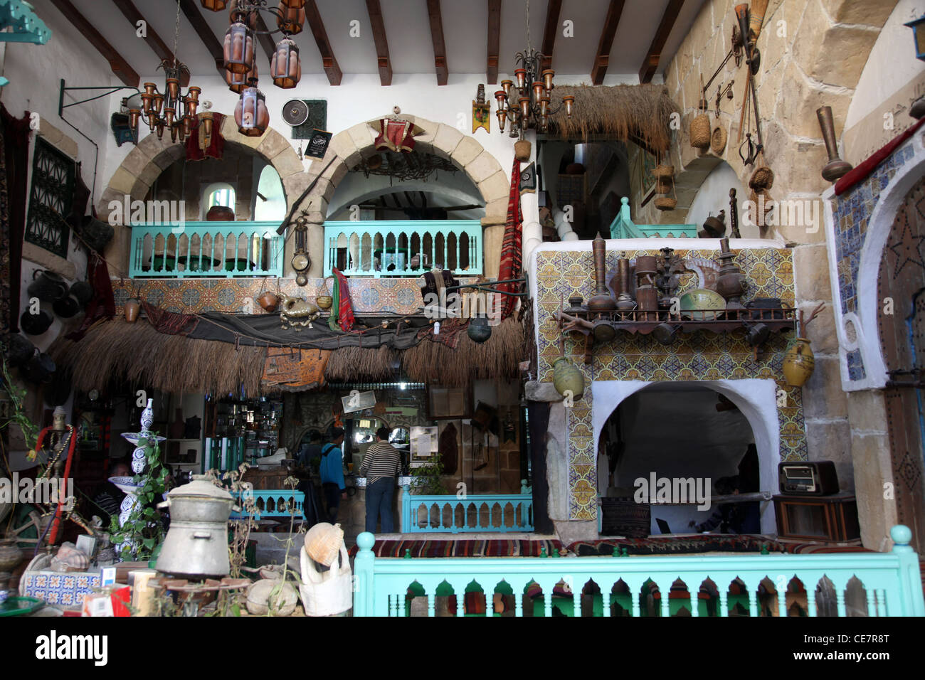Interior of arabic coffee bar, Sousse, Tunisia Stock Photo - Alamy