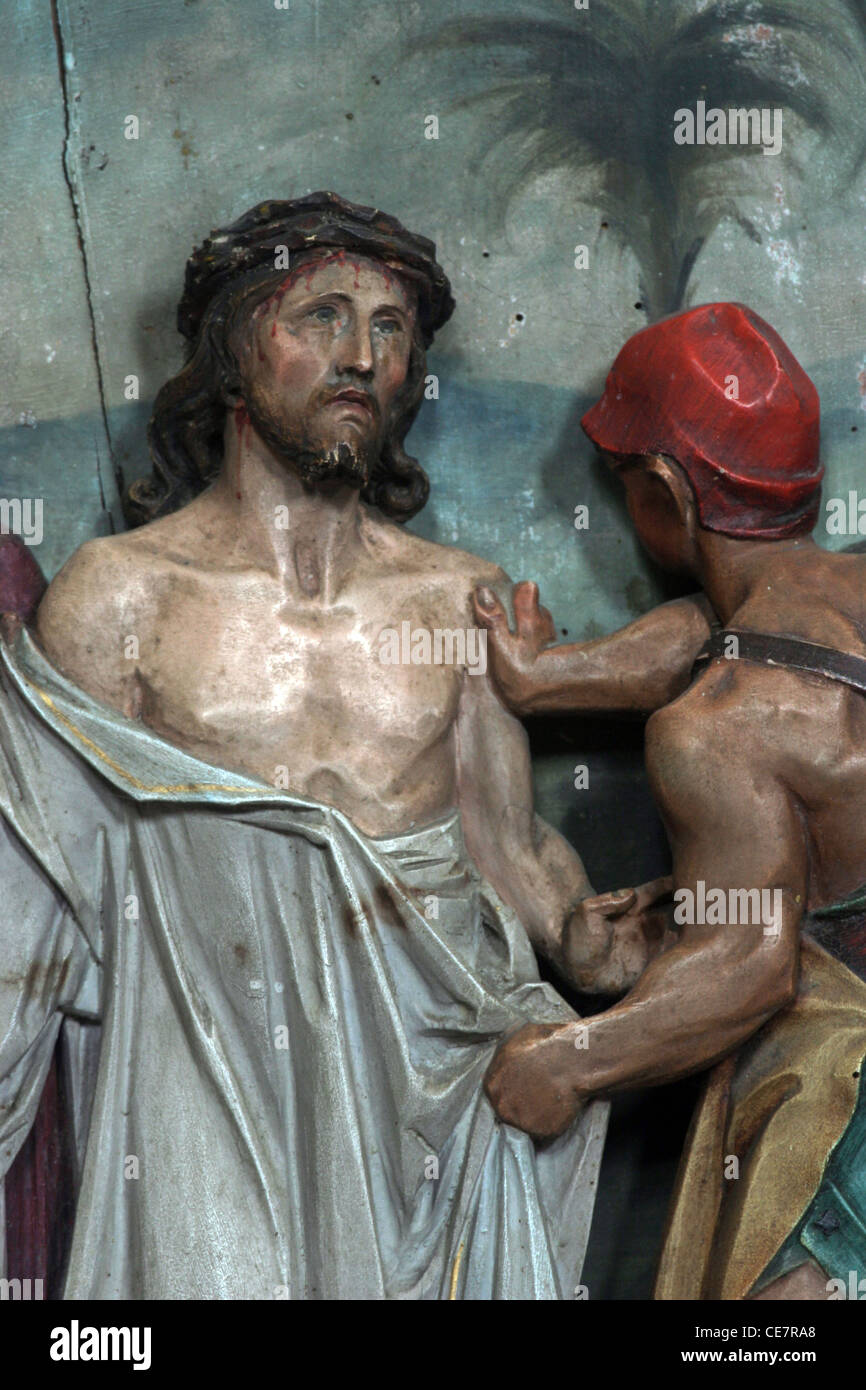 10th Stations of the Cross, Jesus is stripped of His garments Stock ...